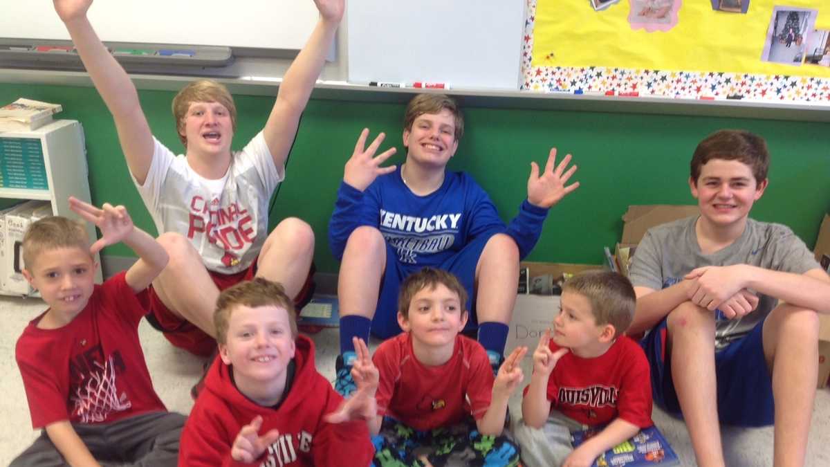 Images: Red vs. blue team spirit day at local school
