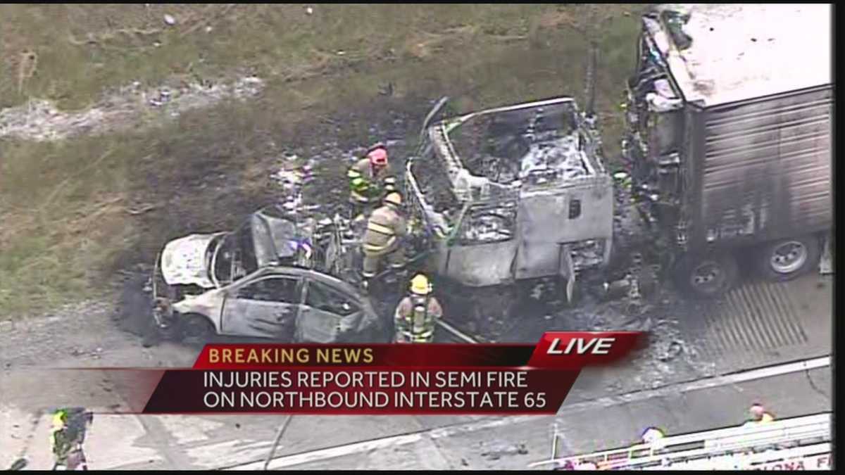 Images: Injury crash, semi fire on I-65 N.