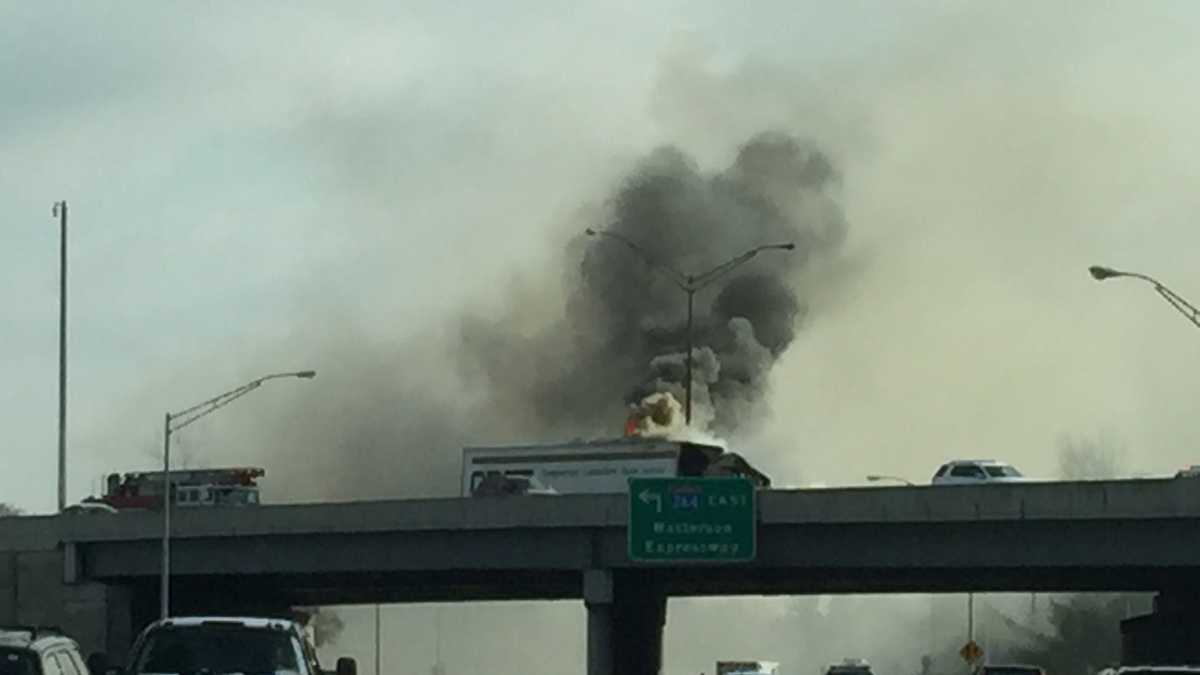 Images: Semi catches fire on Watterson Expressway