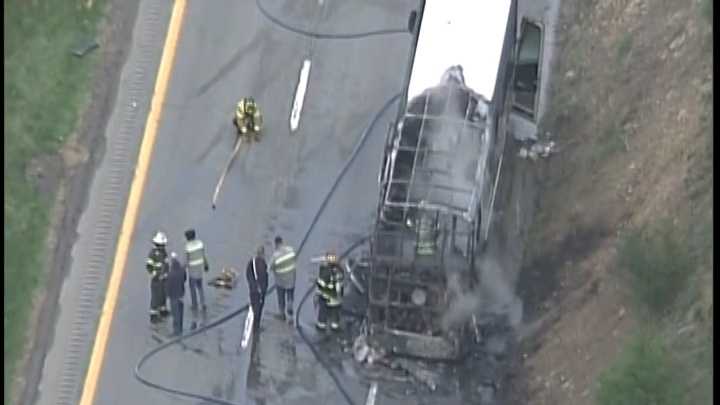 Images: Tour bus carrying Oldham County students catches fire