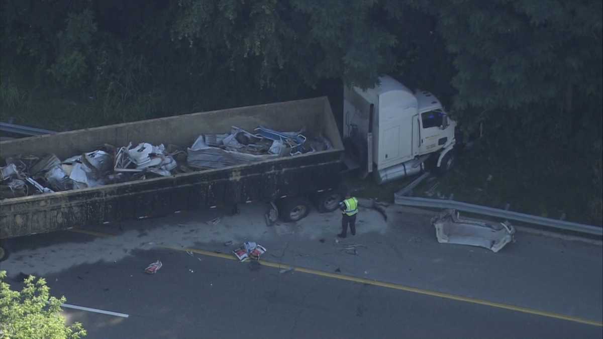 Images: 2 semis involved in crash on I-64 East