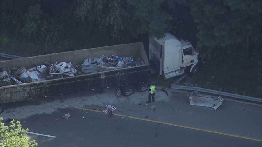 Images: 2 semis involved in crash on I-64 East