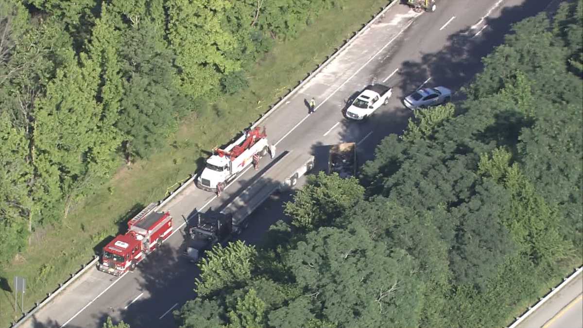 Images: 2 semis involved in crash on I-64 East