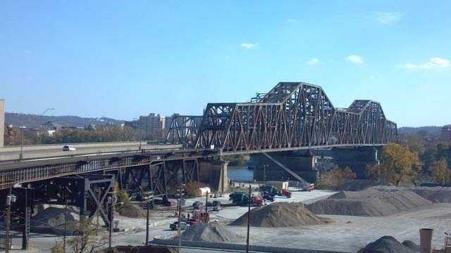 Images: Crews battle fire on railroad bridge over Ohio River
