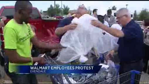 Workers, supporters protest Walmart after employee’s firing