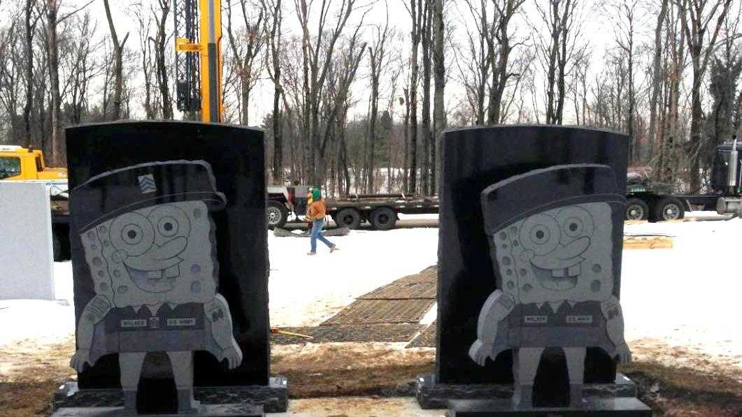 Family, cemetery reinstall SpongeBob headstones but with changes