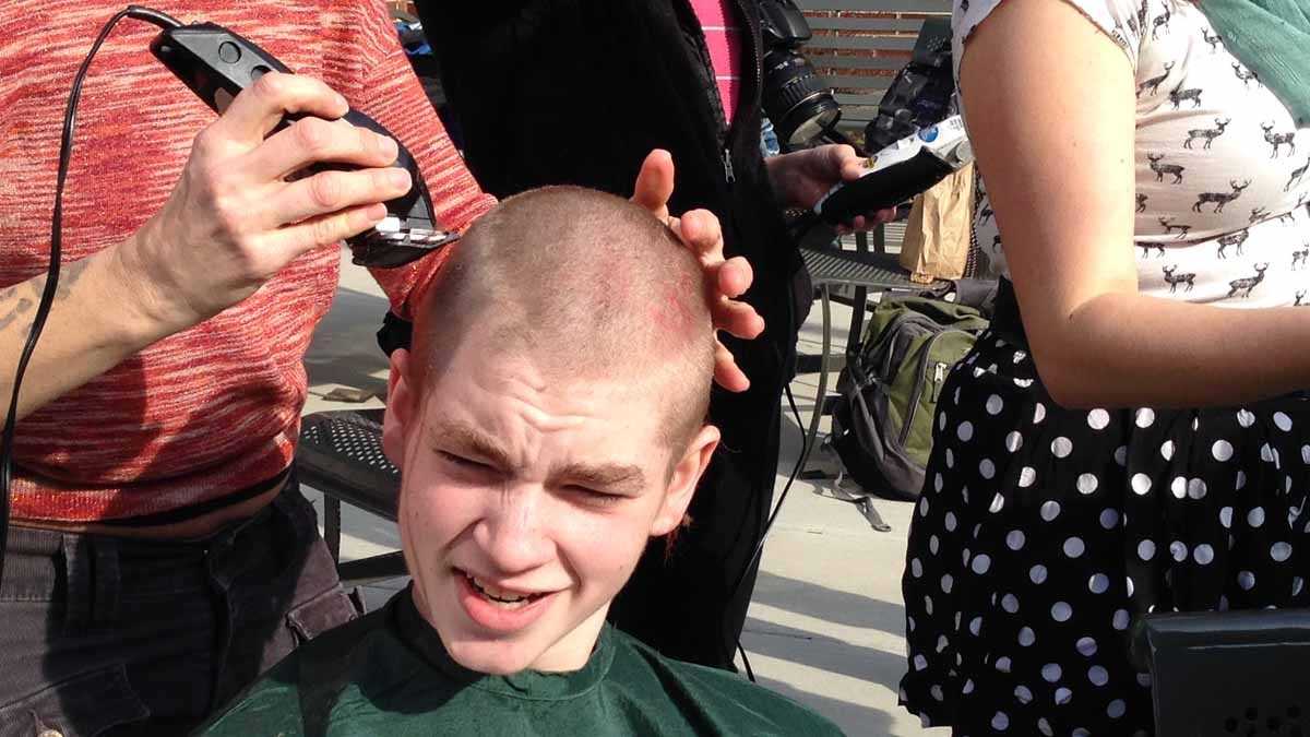 Photos: Students shave heads to help cancer research