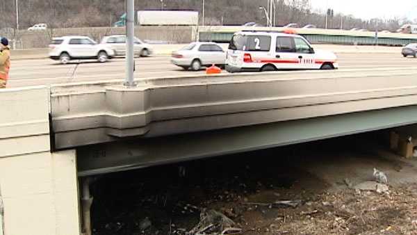 Victim hospitalized after fire under I-71 overpass