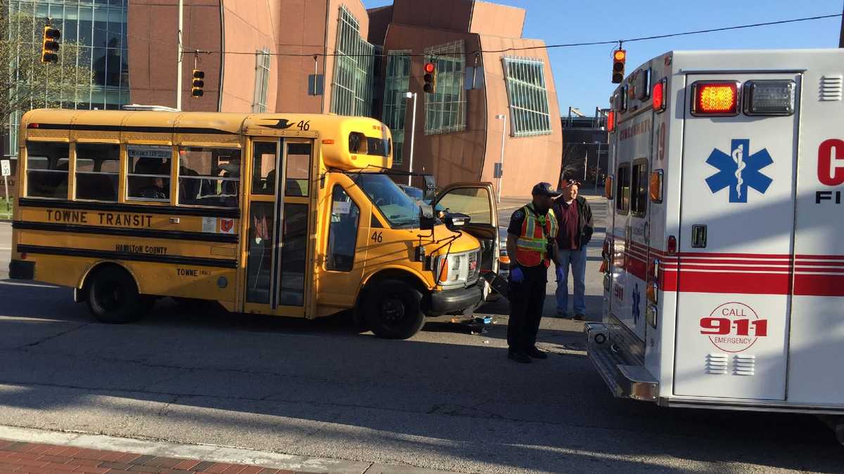 Passenger suffers minor injuries after pickup hits school bus