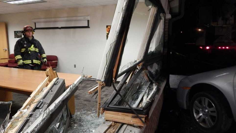 Photos: Car hits OSHP post