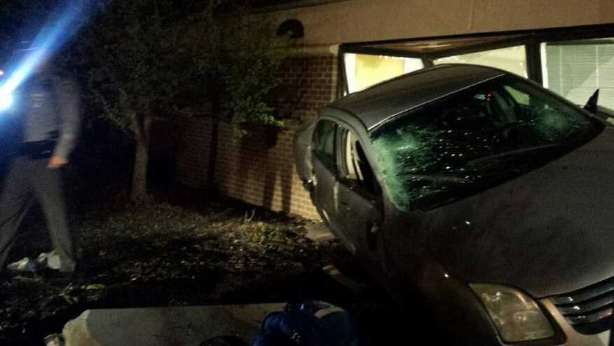 Photos: Car hits OSHP post