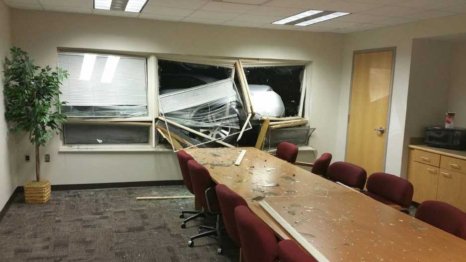 Photos: Car hits OSHP post