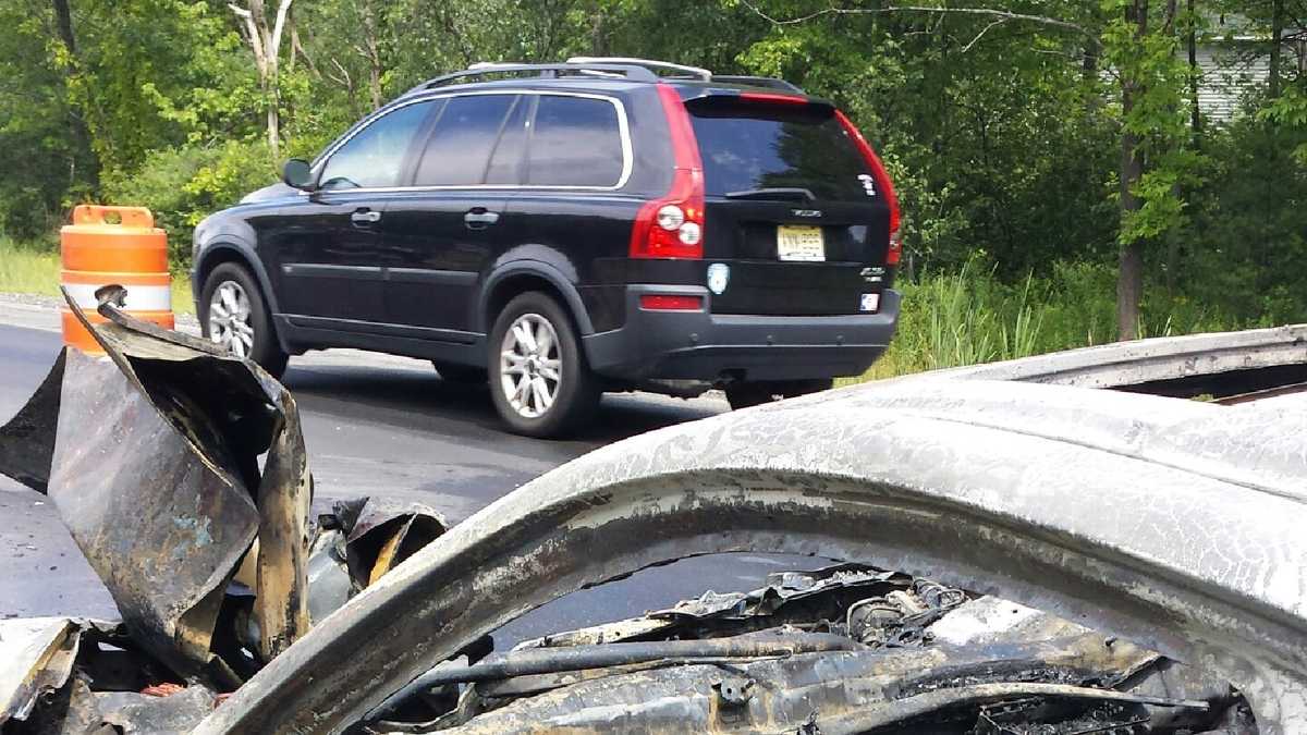 Photos: Crash leads to fire, exploding ammunition