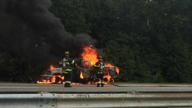 Vehicle fire jams traffic on Turnpike