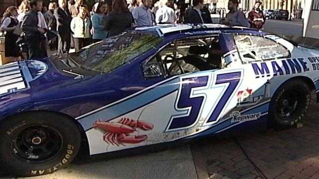 NASCAR driver's car carries a Maine theme