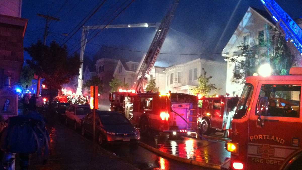 Crews battle three-alarm fire in Portland