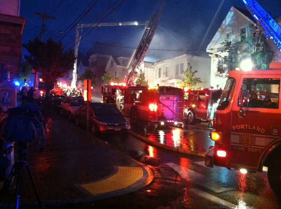 Photos: Crews battle three-alarm fire in Portland