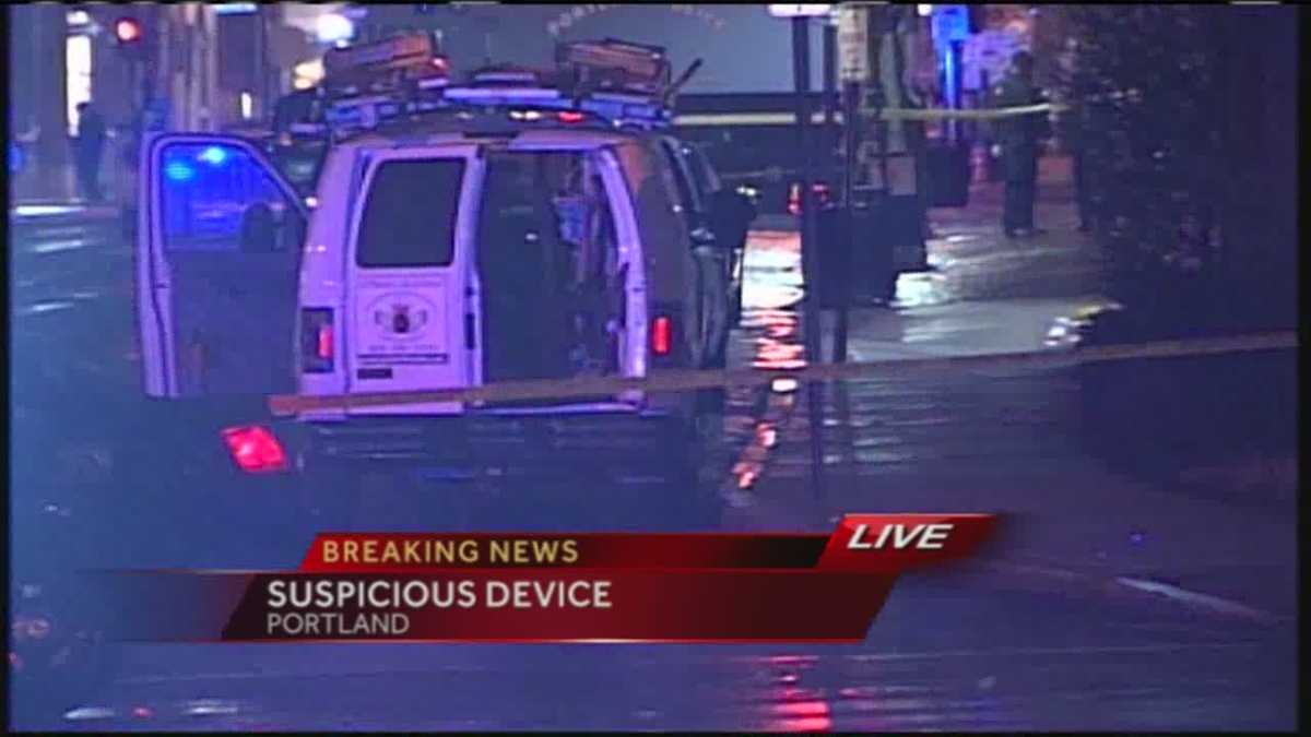 Photos: Suspicious object found outside Portland PD