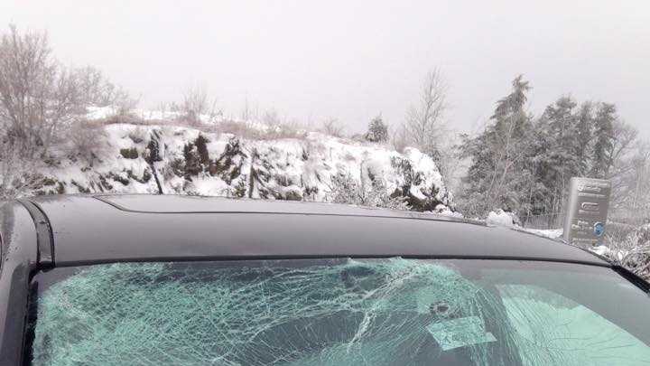 Ice flying off vehicles damaging cars across state