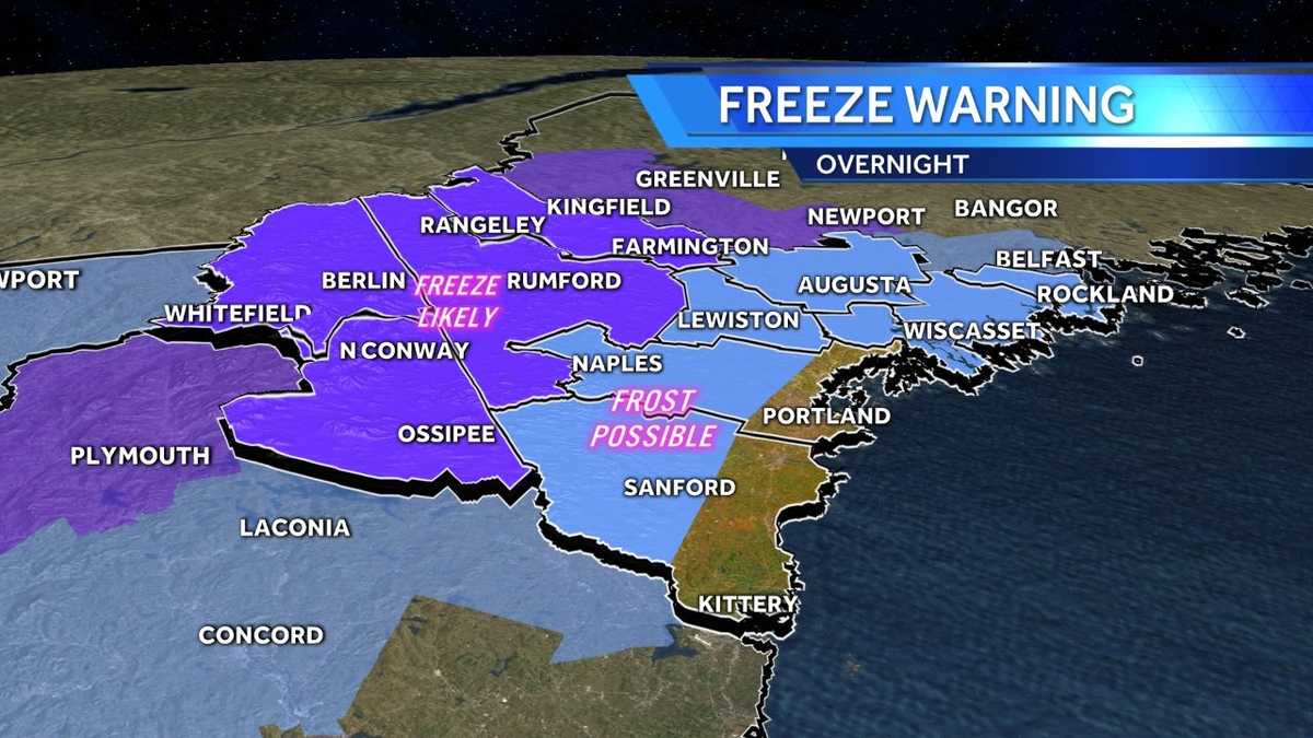 Freeze warning, frost advisory issued for much of Maine