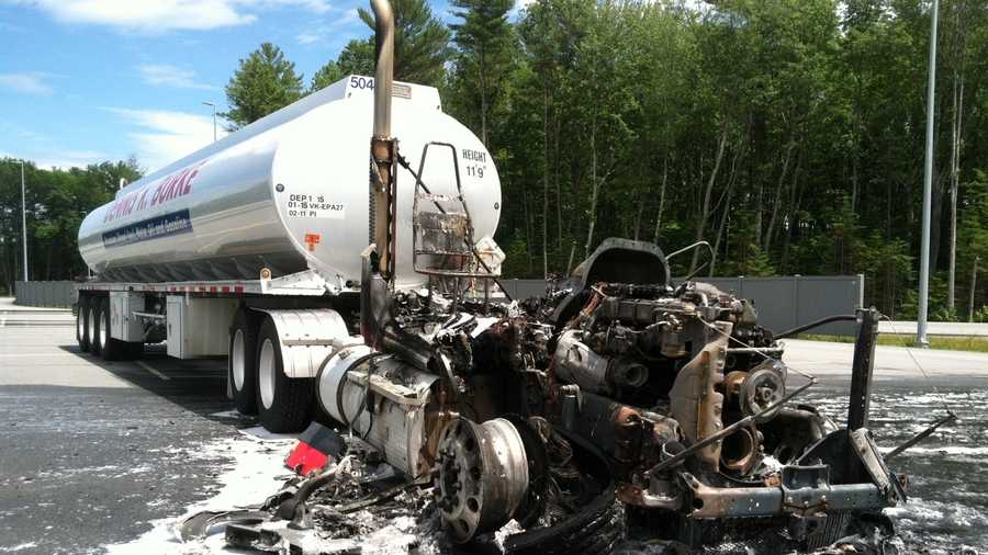 Tanker hauling diesel fuel bursts into flames