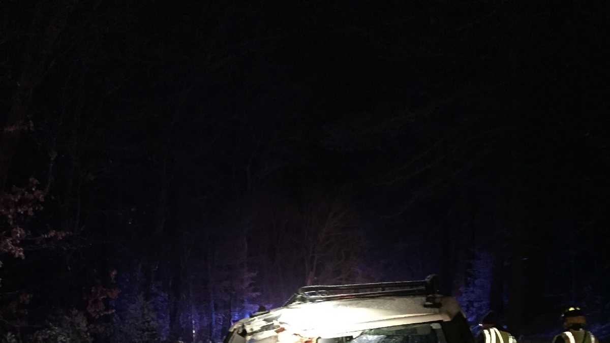 Telephone pole goes through car windshield