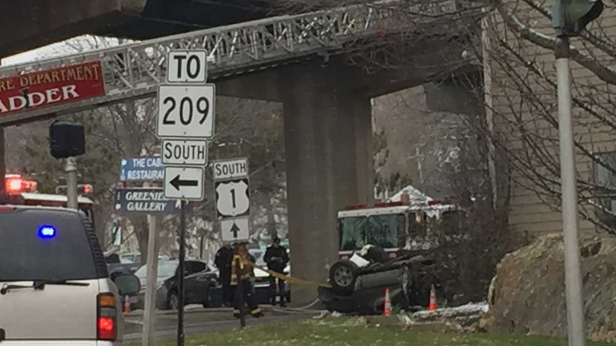 Photos: Car goes of Route 1 viaduct in Bath