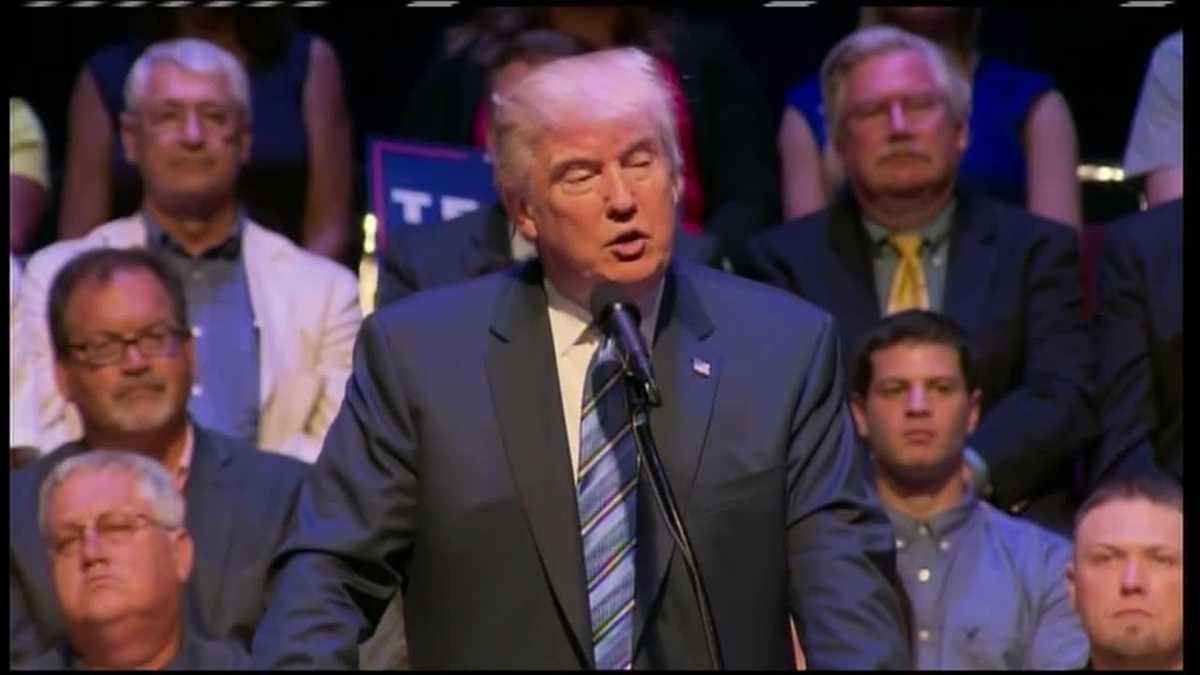 Trump holds Portland rally inside Merrill Auditorium
