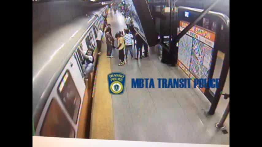 MBTA surveillance video captures men 'train surfing'