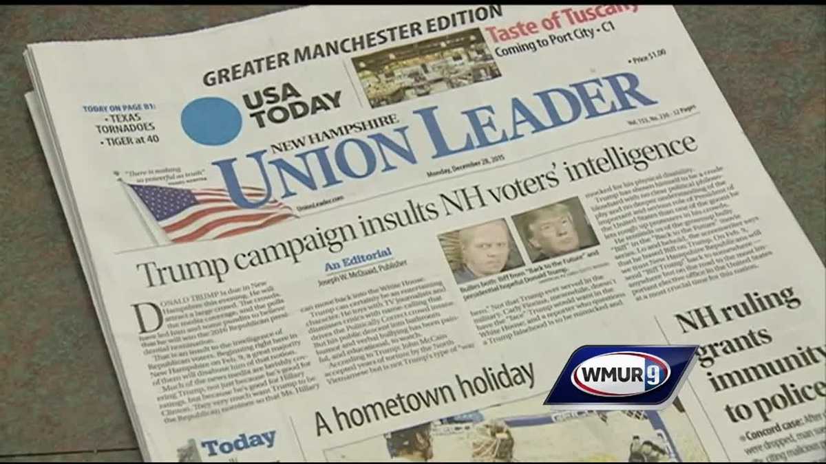 Trump blasts Union Leader publisher, Christie campaign