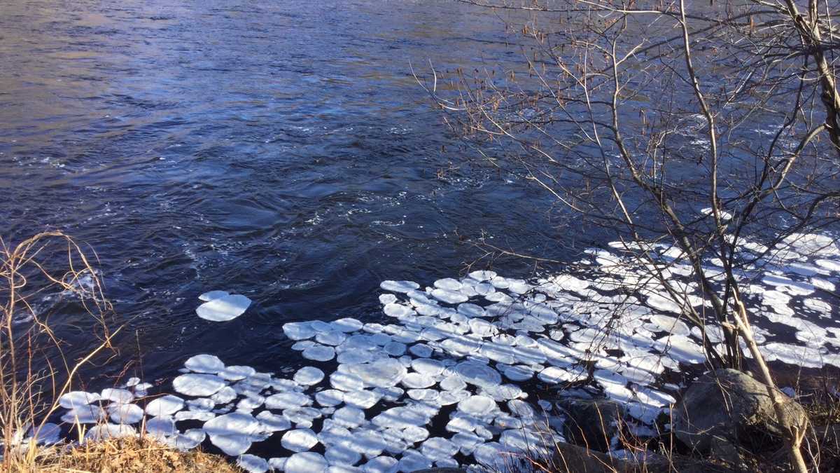Rare 'ice disks' seen floating on Androscoggin River