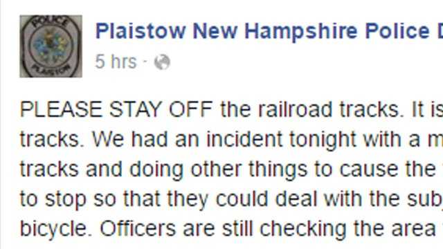 Plaistow police remind residents not to walk on train tracks
