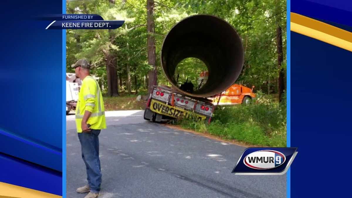 Truck carrying oversized load crashes in Keene