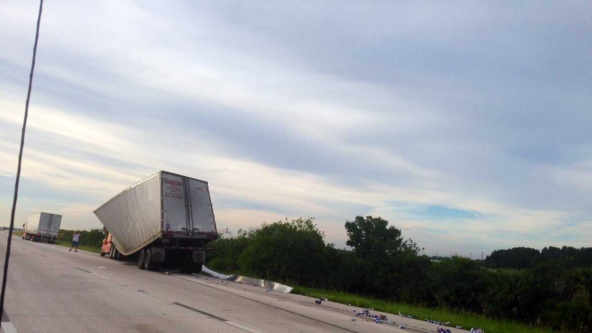 Red Bull cans spill onto interstate after truck crash