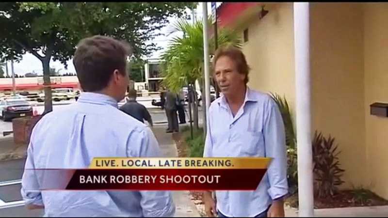 Witness caught in middle of bank robbery shootout