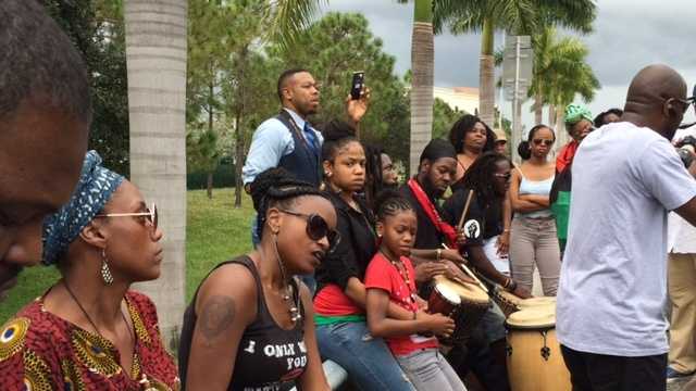 Dozens of protesters lined PGA Boulevard in honor of Corey Jones