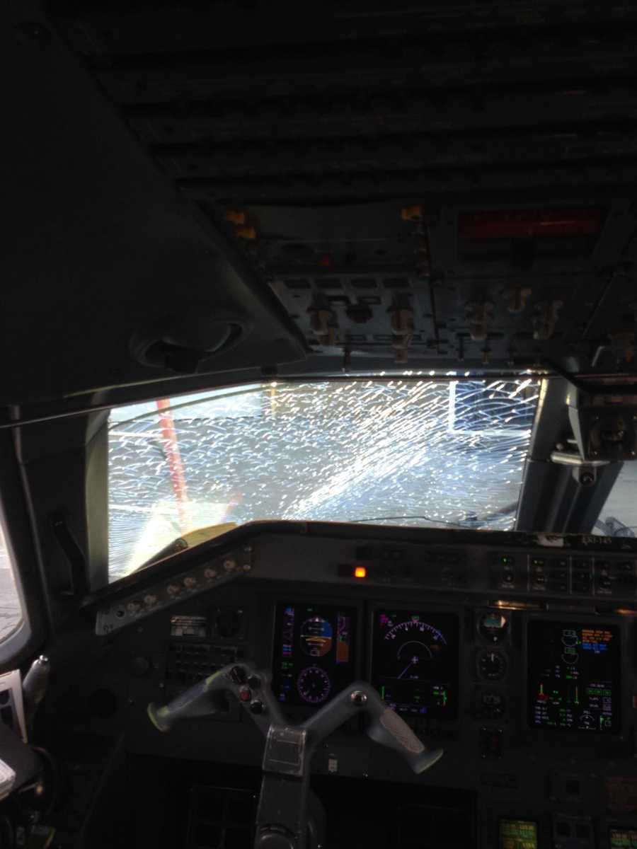 PHOTOS: Airplane windshield damaged by bird
