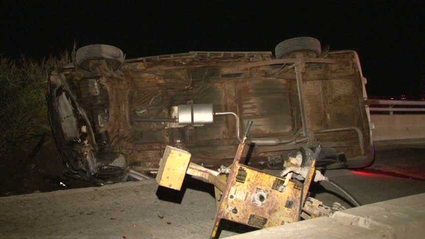Car flips, lands in I-376 construction zone