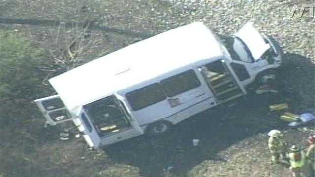 In photos: Train hits bus