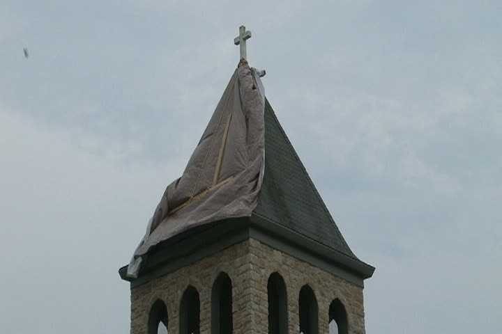 Photos: Lightning strikes church steeple