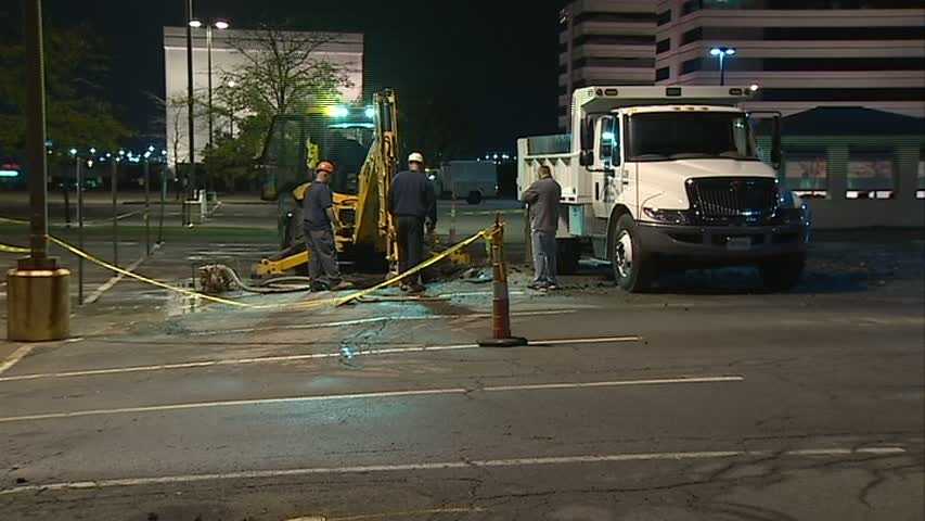 Photos: Water main break leaves hole in Penn Center parking lot