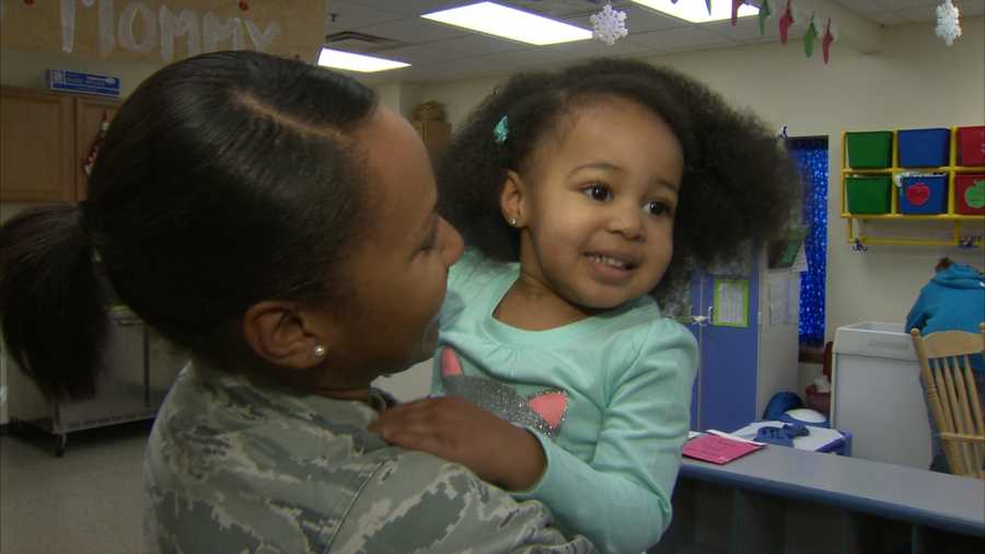 Mom returns from deployment in time for daughter's 2nd birthday