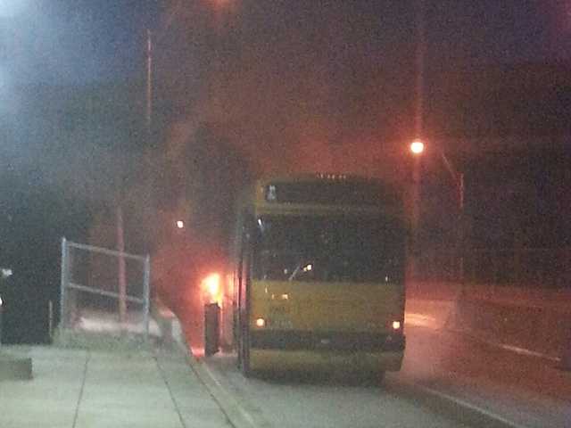 Port Authority bus catches fire on busway