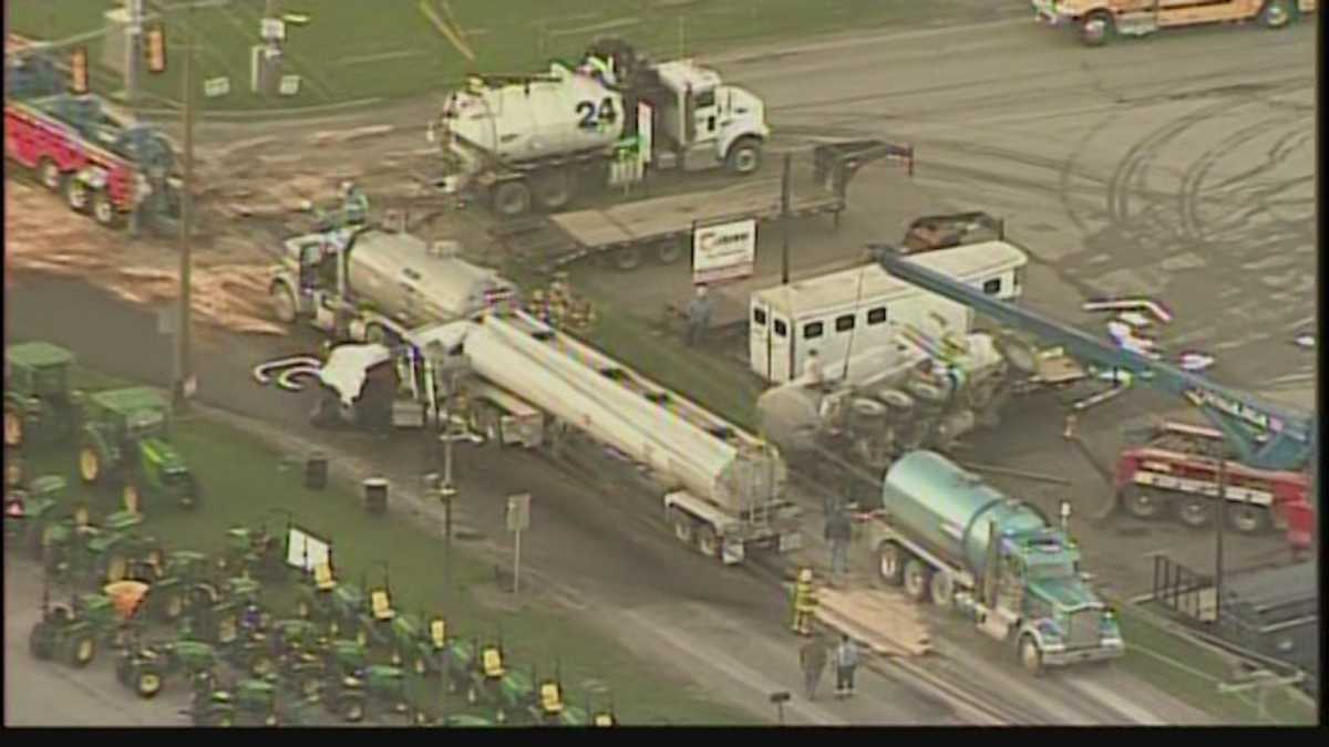 Photos: Tanker trucks spill diesel fracking water