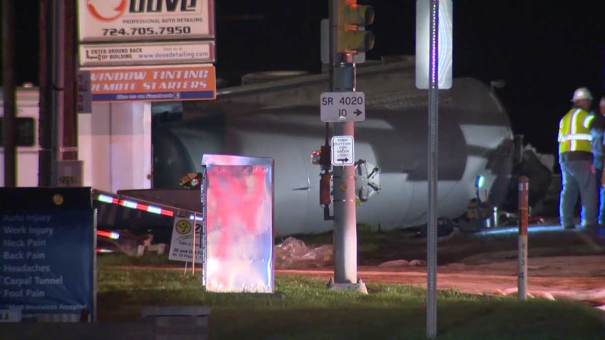 Photos: Tanker trucks spill diesel fracking water