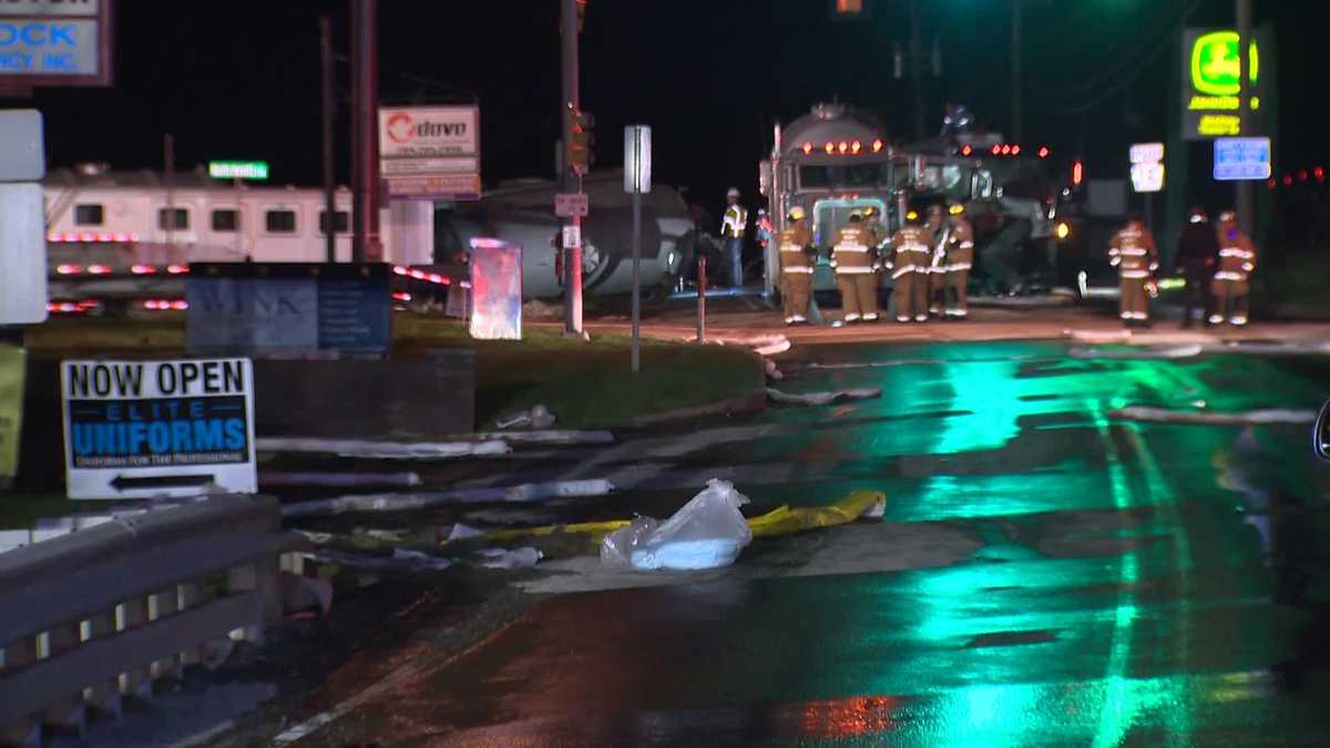 Photos: Tanker trucks spill diesel fracking water