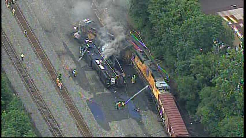 Photos: Train derailment, fire in Sewickley