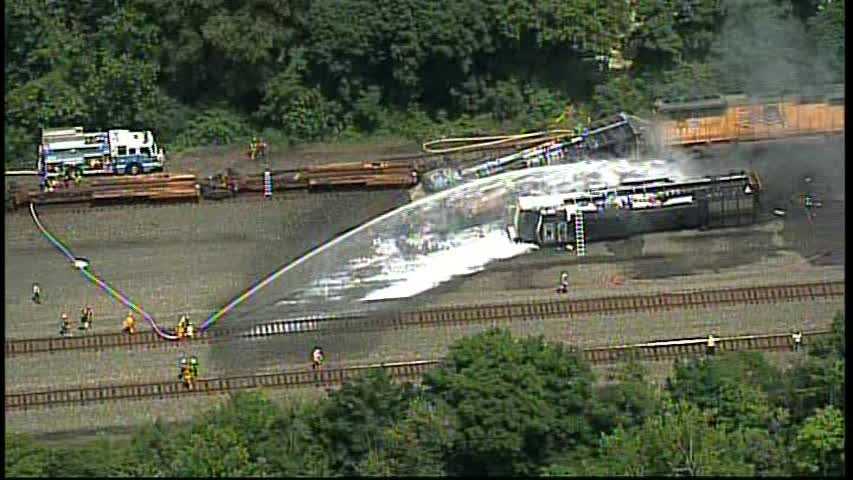 Photos: Train derailment, fire in Sewickley