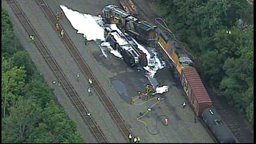 Photos: Train derailment, fire in Sewickley