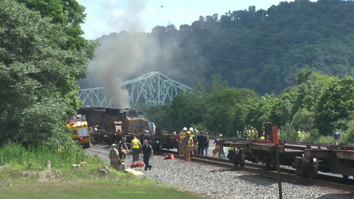 Photos: Train derailment, fire in Sewickley